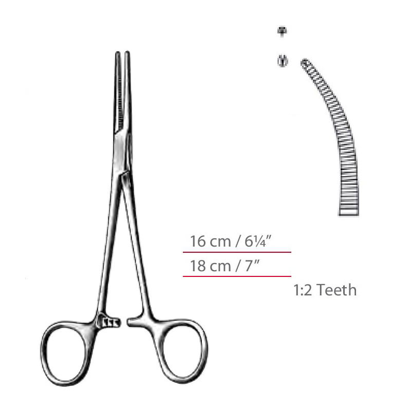 Crile-Rankin 1 x 2 Teeth Hemostatic Forceps Curved Surgical Instruments ...
