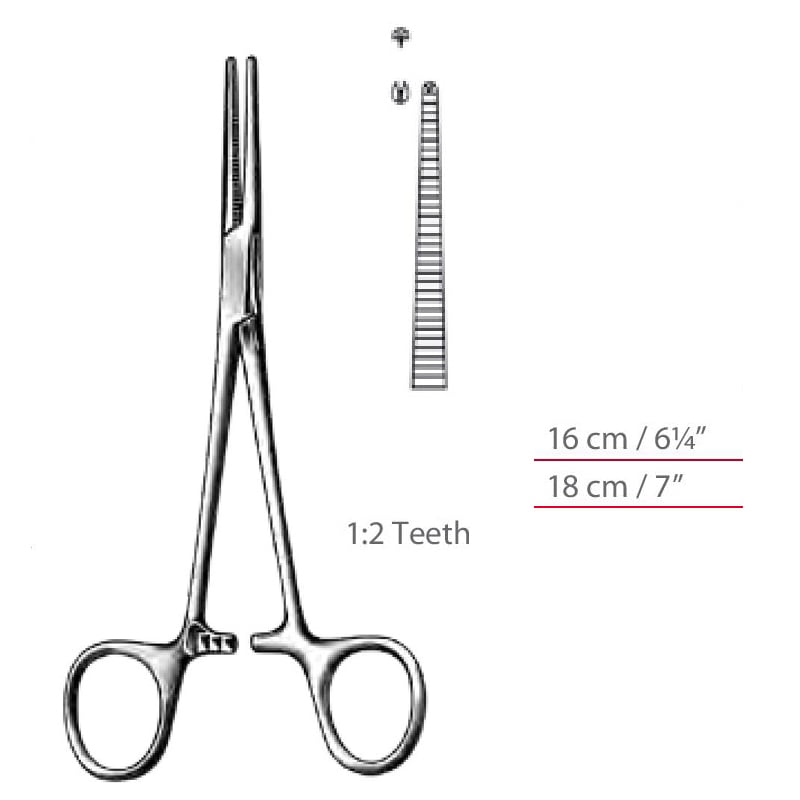 Crile-Rankin 1 x 2 Teeth Hemostatic Forceps Straight Surgical ...