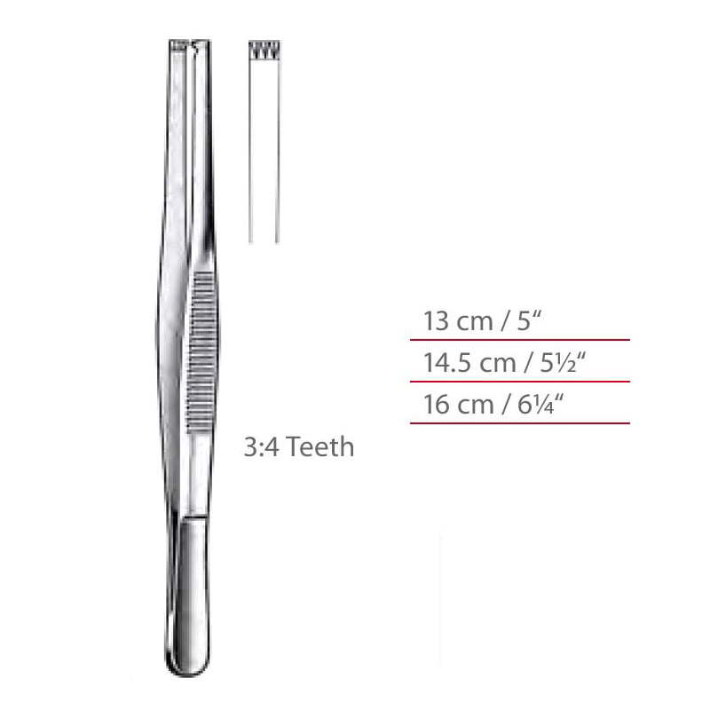 Tissue Grasping Forceps With 3 x 4 Teeth Surgical Instruments ...