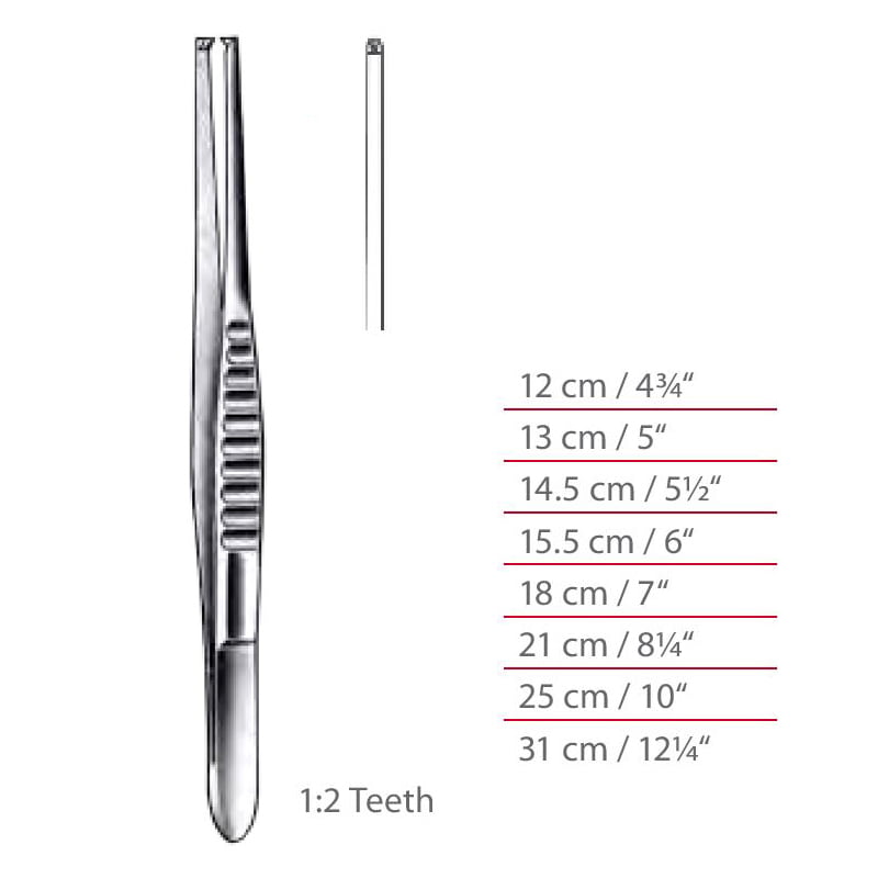 USA Model Grasping Dressing Forceps With 1 x2 Teeth Surgical ...
