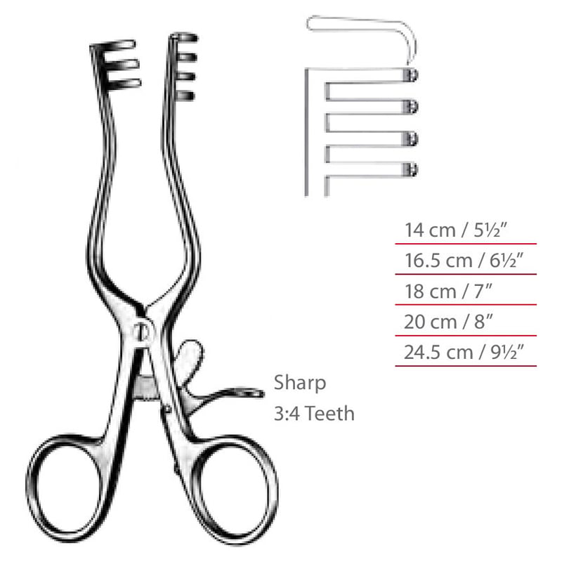 Weitlaner Self Retaining Retractors 3:4 Sharp Teeth Surgical Instruments Veterinary Tools ...
