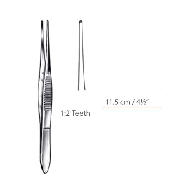 Iris Dressing Forceps Straight With 1 x 2 Grasping Teeth Surgical ...