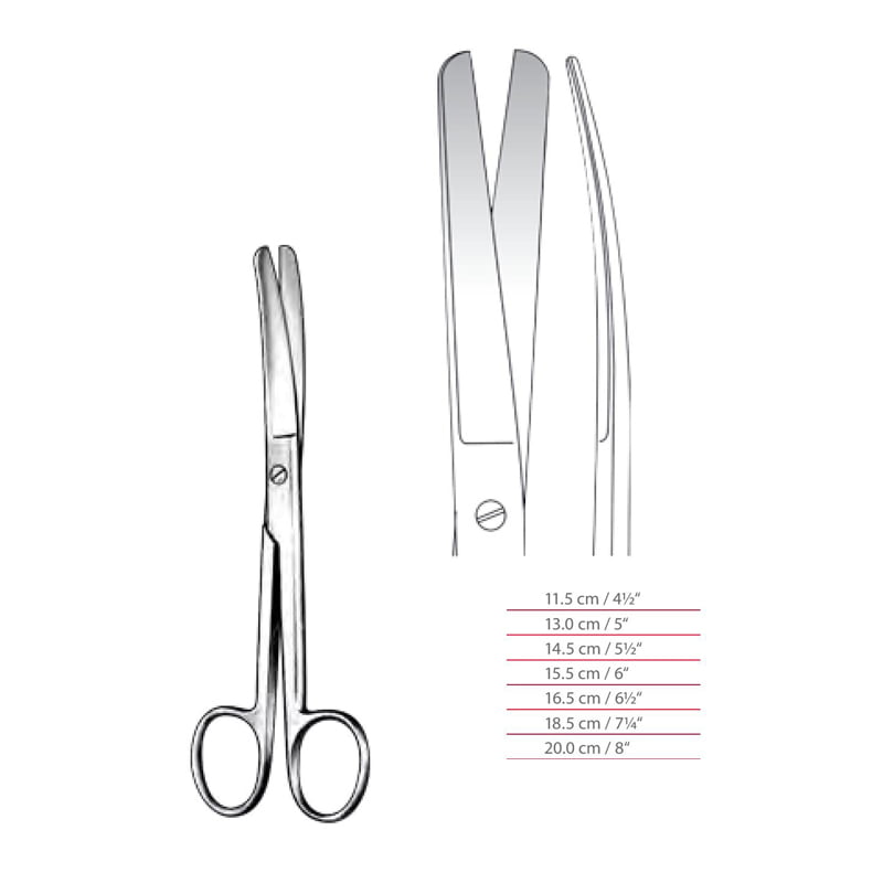 Standard Dissecting Scissors Curved With Blunt/ Blunt Ends Surgical ...